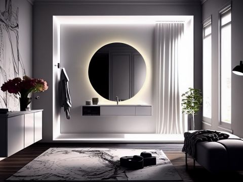 Halber LED-Spiegel SKOOP mit LED-Beleuchtung