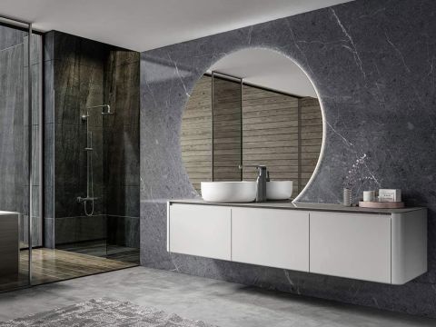 Halber LED-Spiegel SKOOP mit LED-Beleuchtung