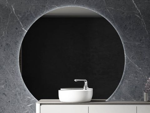 Halber LED-Spiegel SKOOP mit LED-Beleuchtung